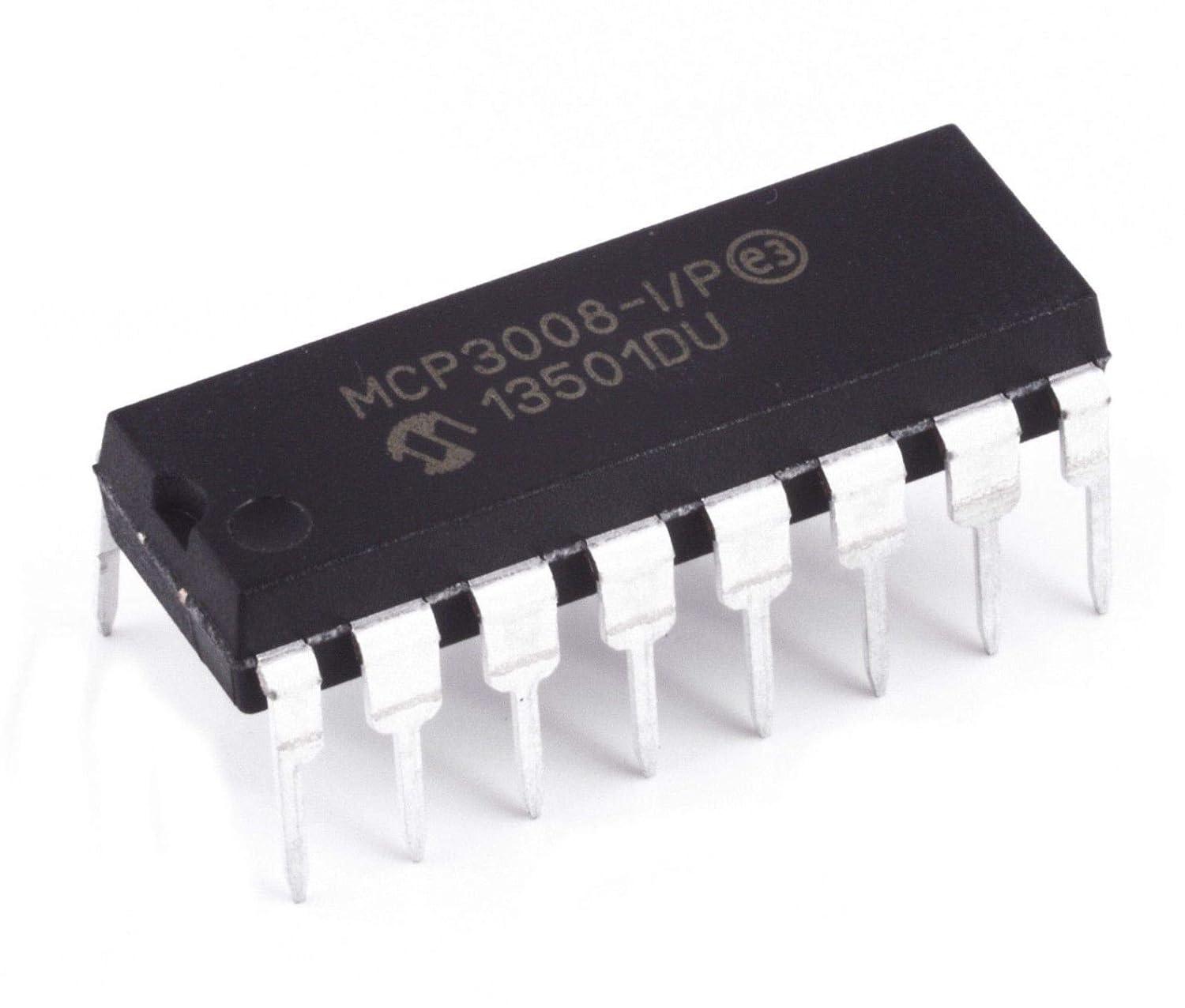 Microchip MCP3008-I/P MCP3008 8-Channel 10-Bit A/D Converters SPI Breadboard-Friendly IC (Pack ...