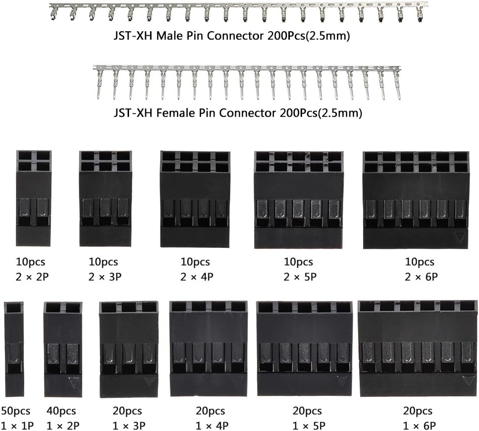 620Pcs Crimp Pin Conector Pin Header Connector, 1 2 3 4 5 6 Pin Header ...