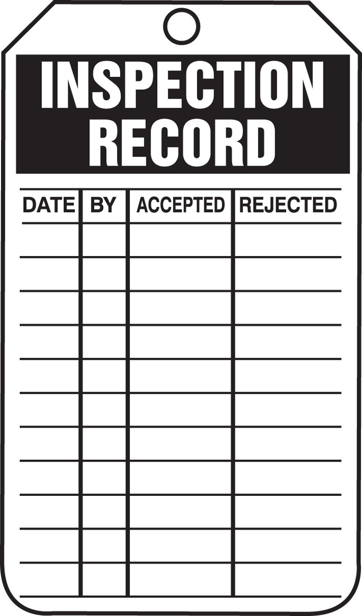 Accuform TRS249CTP PF-Cardstock Inspection Record Tag, Legend ...