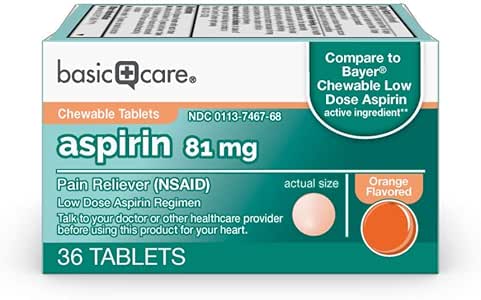 Amazon.com: Amazon Basic Care Aspirin 81 mg Pain Reliever (NSAID ...