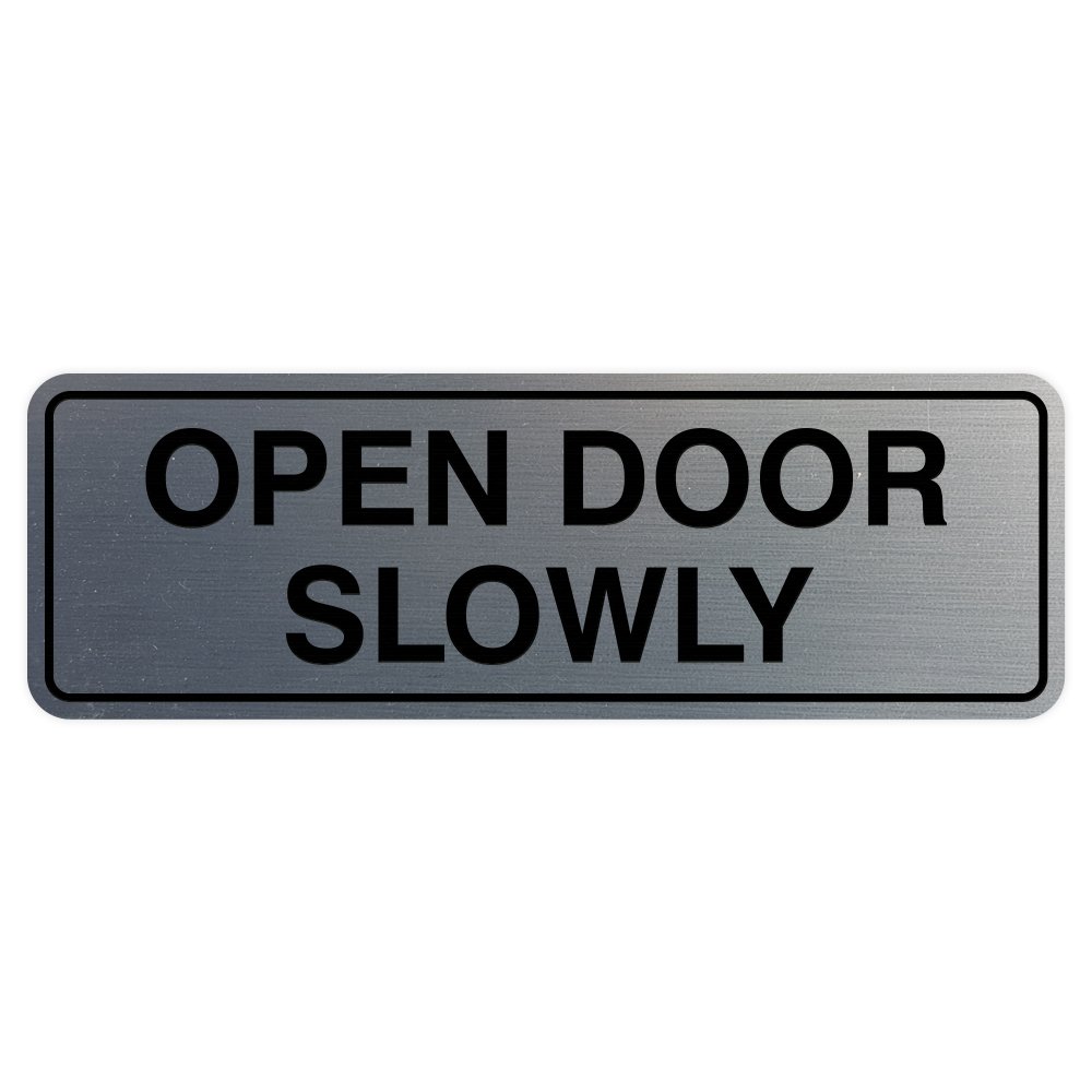 Amazon.com: Standard Open Door Slowly Door/Wall Sign - Silver - Large ...