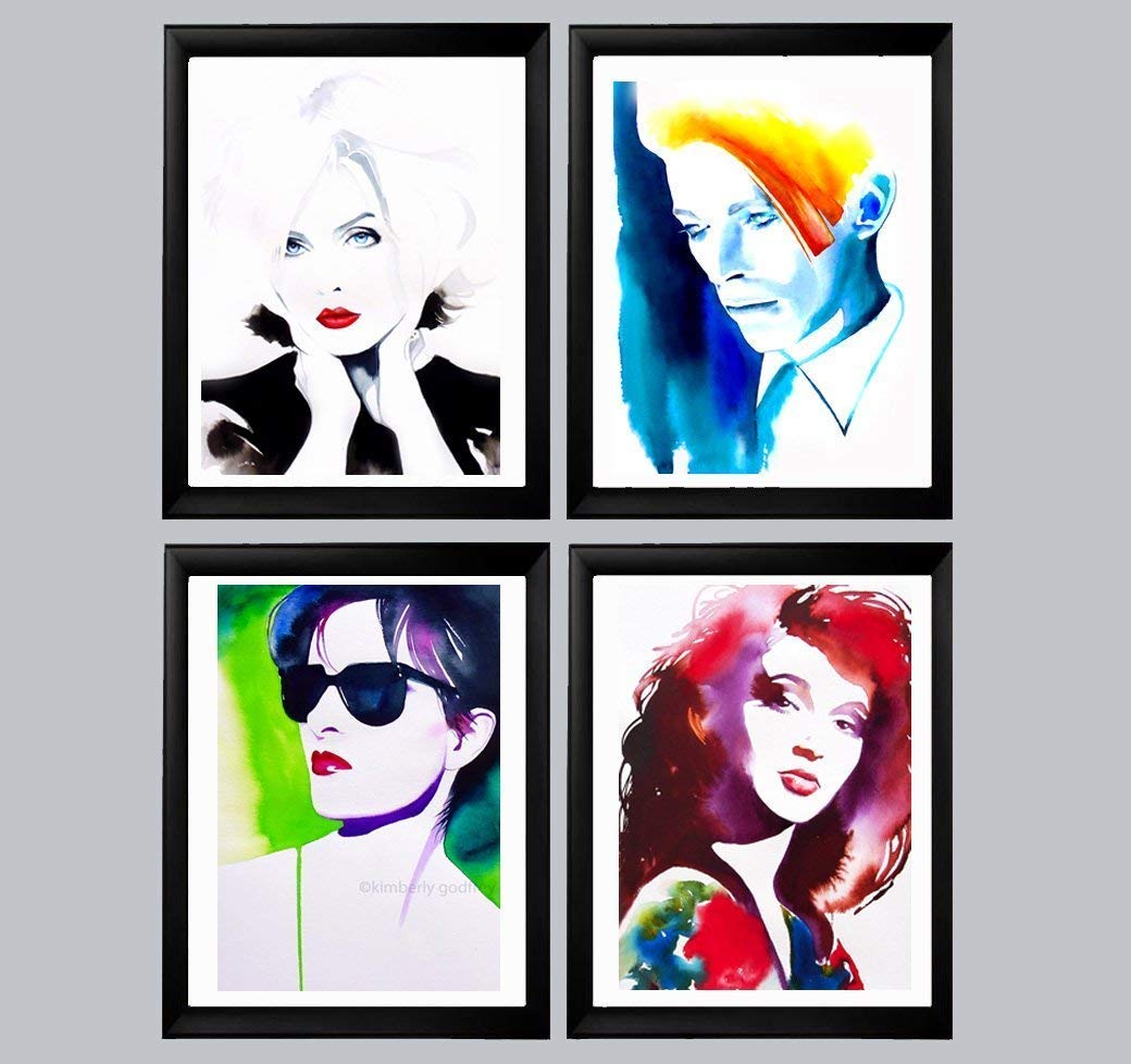 Set of 4 Art Prints 80s ROCK Paintings Punk Rock 1980s Music New Wave ...