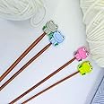 Amazon.com: 4 Pcs Colorful Frog Knitting Needle Stoppers, Silicone ...