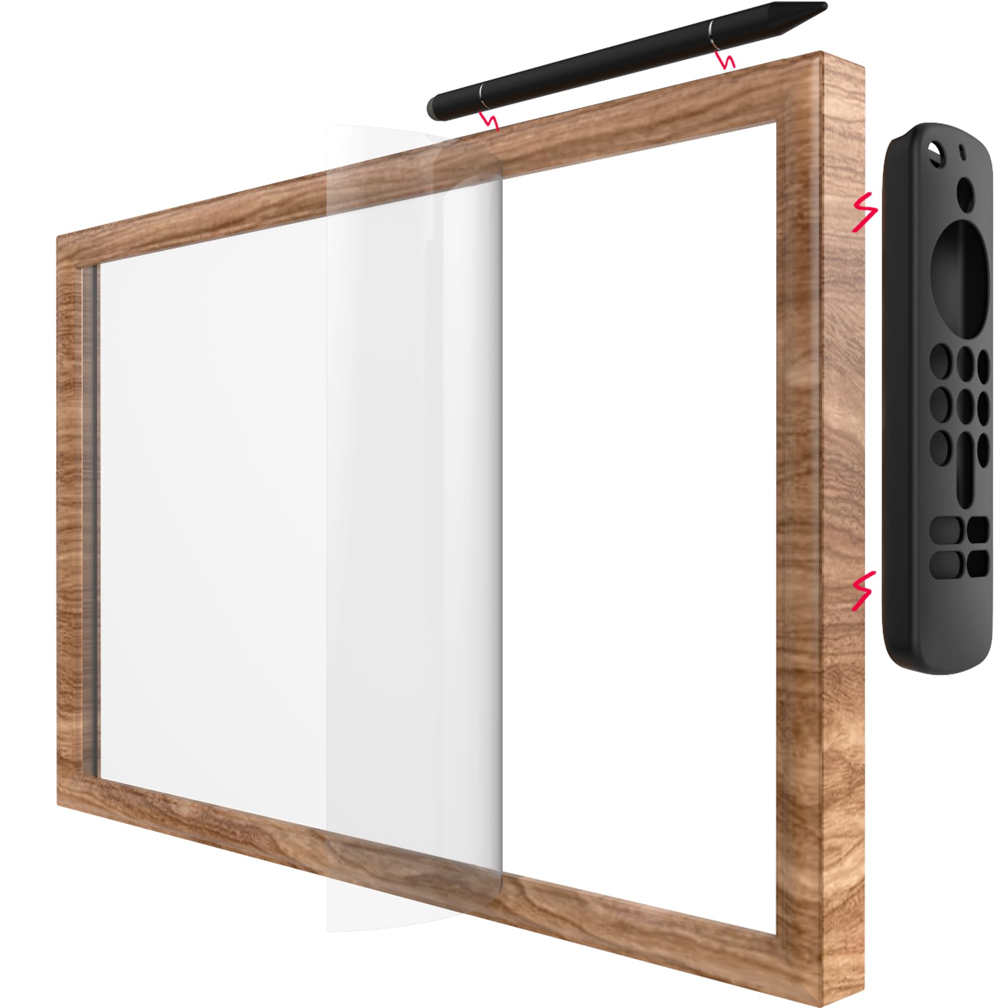 HOOKMEMO Wooden frame with magnet for echo show 15, screen protector ...