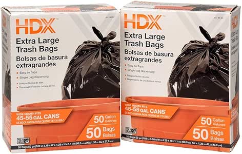 Amazon.com: HDX 50 Gal. Black Extra Large Trash Bags (100-Count ...