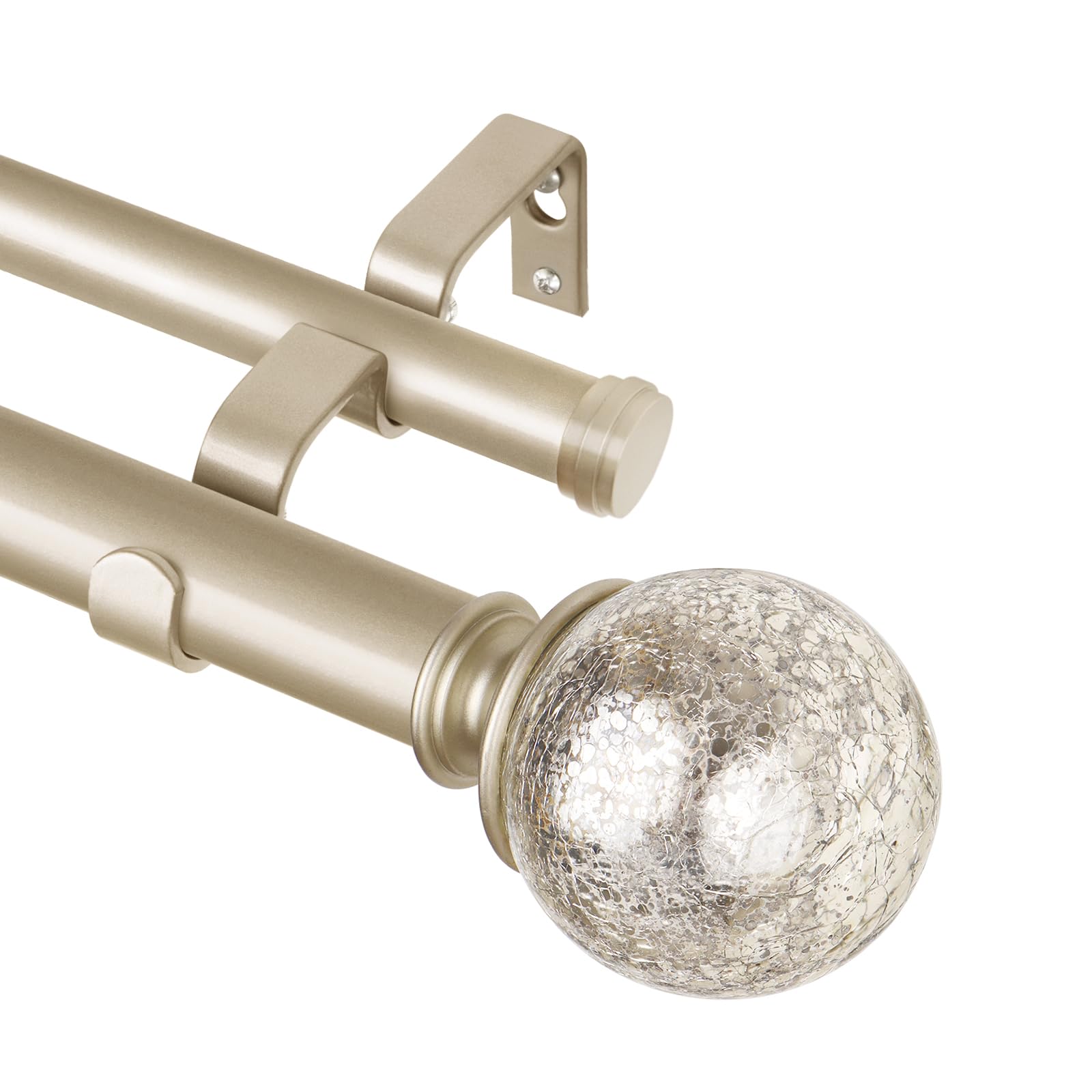 KAMANINA Double Curtain Rod 72 to 144 Inches(6-12 Feet) Champagne Gold ...