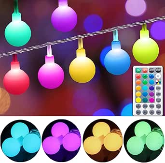 Amazon.com: Solhice 40ft Color Changing Globe String Lights Indoor, 120 ...