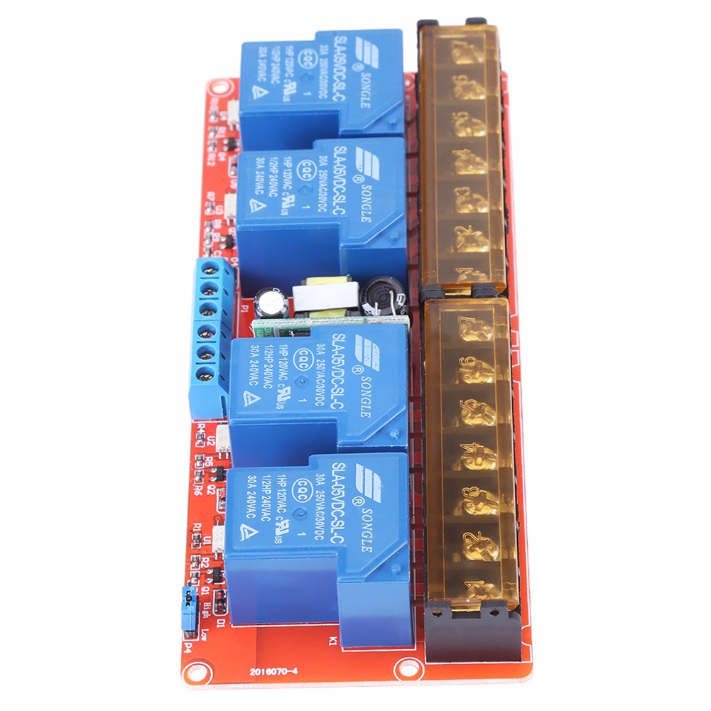 AC100V-250V 30A High Power 4-Channel Relay DC5V High-low Level Trigger ...