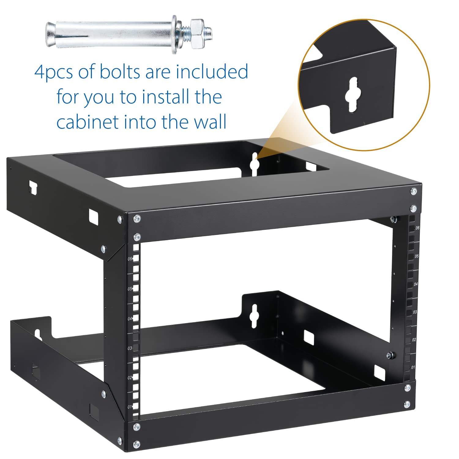 Mua 6U Wall Mount Rack Open Frame 19" Server Equipment 18 inches Depth Network Cabinet Black by ...