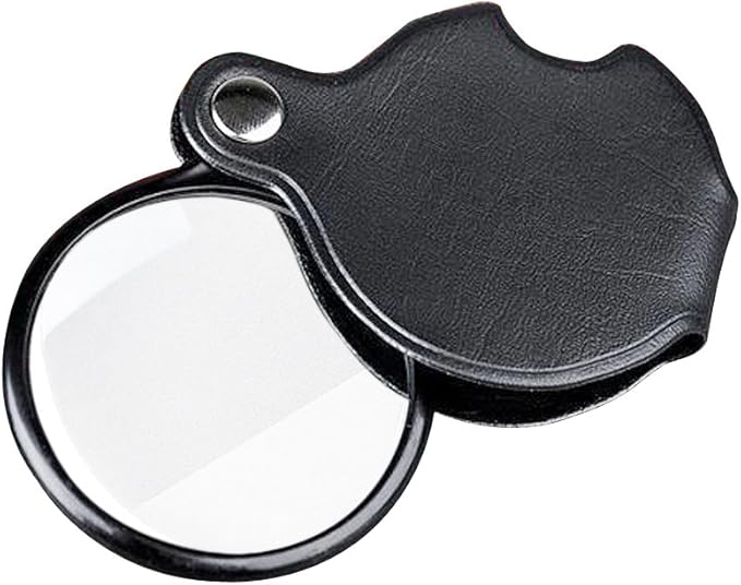 Kleine Taschenlupe 60mm Durchmesser 8x Lupe mit Schutzhülle Glaslinse ...