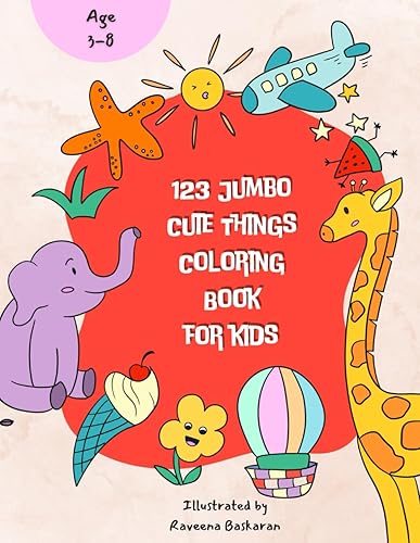 123 Jumbo Cute Things Coloring Book: EASY, LARGE Simple Picture ...