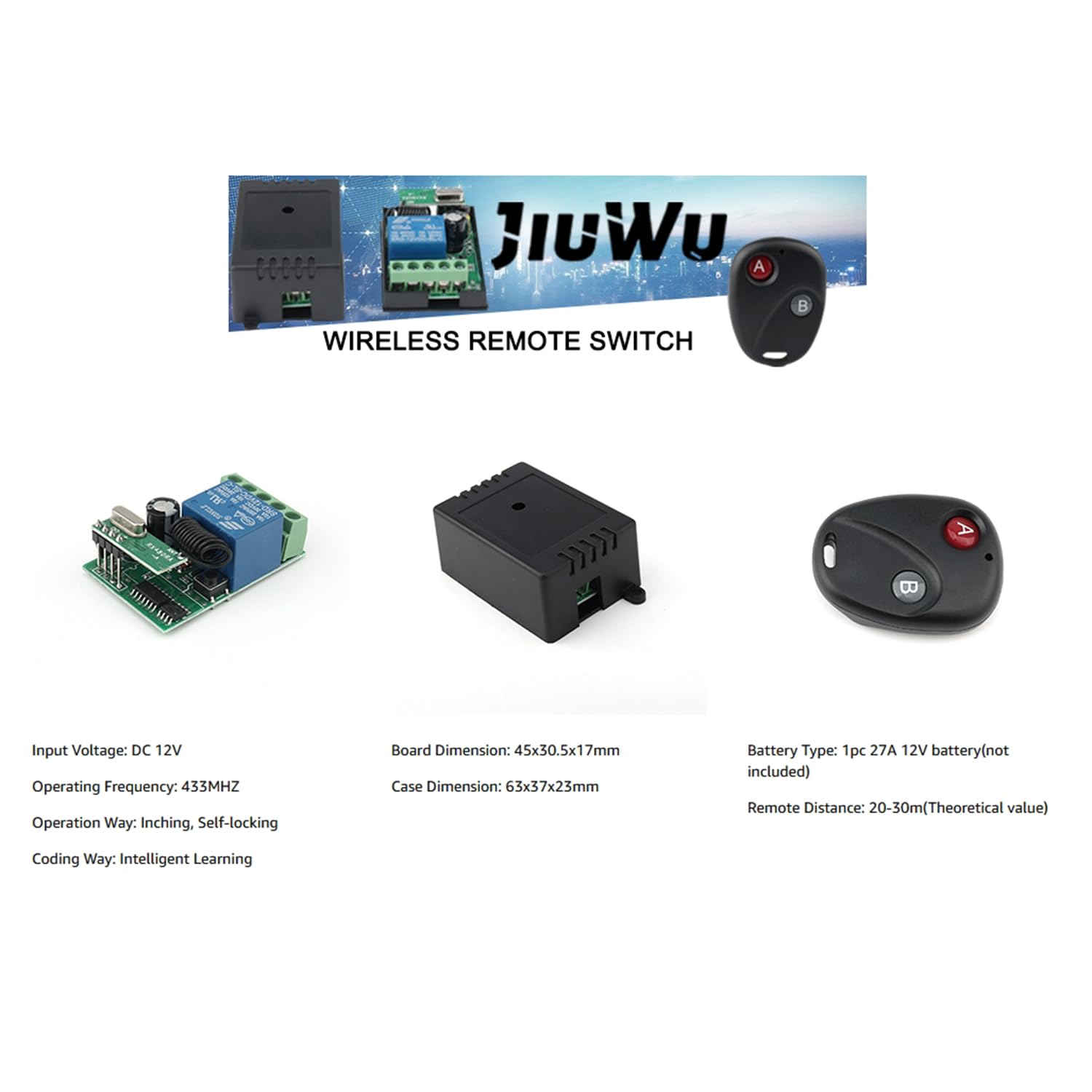 Mua 12V 10A One Channel Relay RF Wireless Remote Control 2 Receivers ...