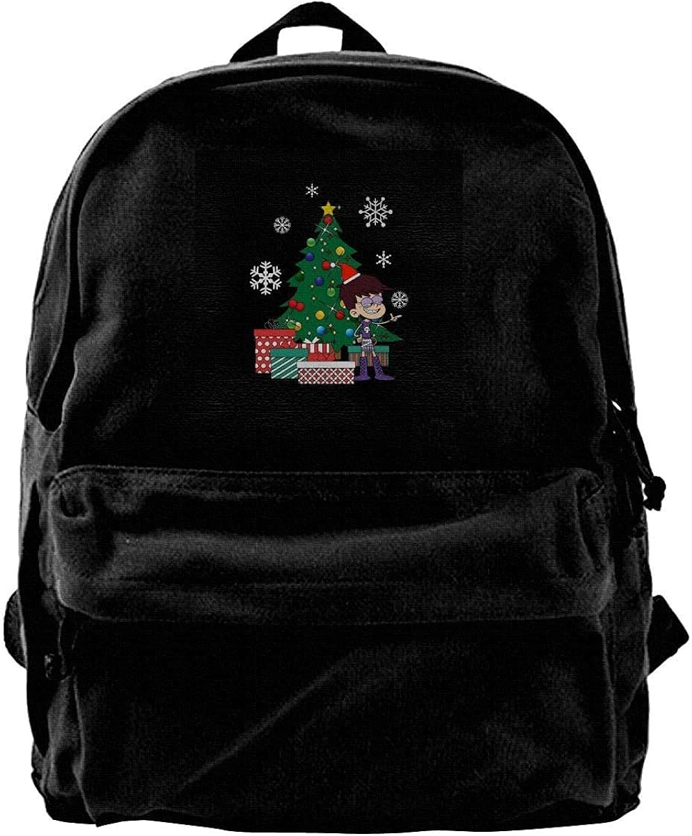 Printed black canvas backpack Luna Loud House Around The Christmas Tree ...