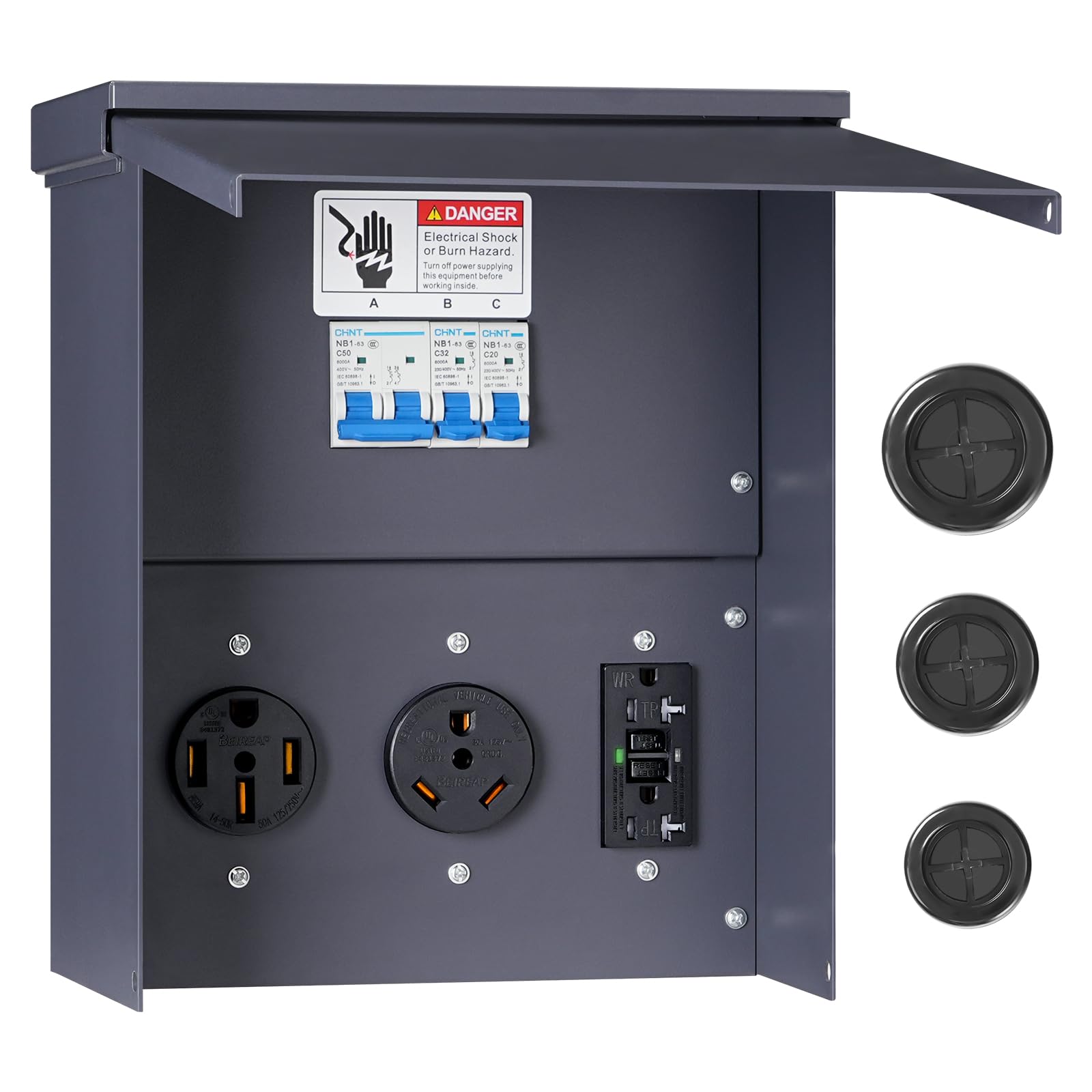 WILAWELS Temporary Power Outlet Panel, Weatherproof RV Electrical ...
