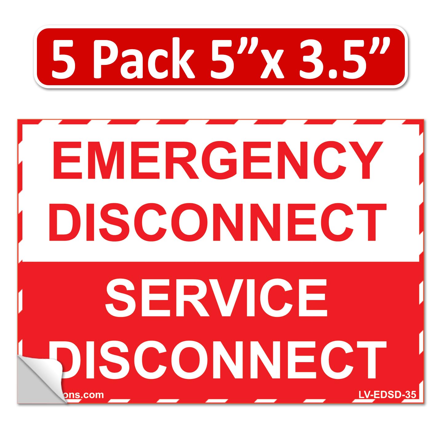 Littversions 5 Pack 5"x 3.5" NEC Compliant Emergency Disconnect Service ...