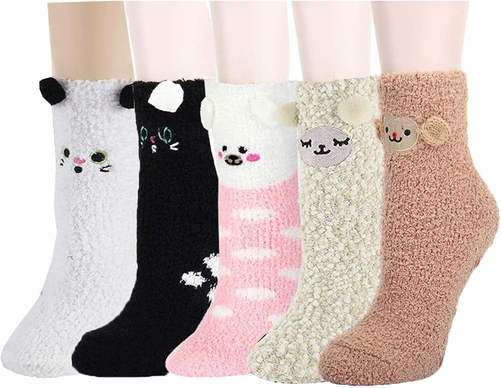Z-Chen Pack de 5 Pares Calcetines para Dormir Térmicos Calentitos ...
