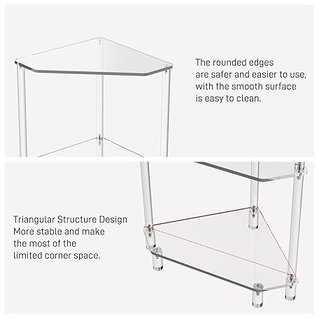 Mua Eglaf Acrylic Corner Side Table - 3 Tier Triangle End Table - Small ...