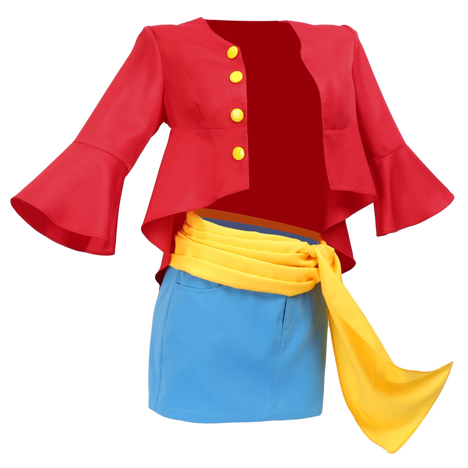 DAZCOS Luffy Cosplay Costume for Women US Size Shirt Mini Skirt and ...