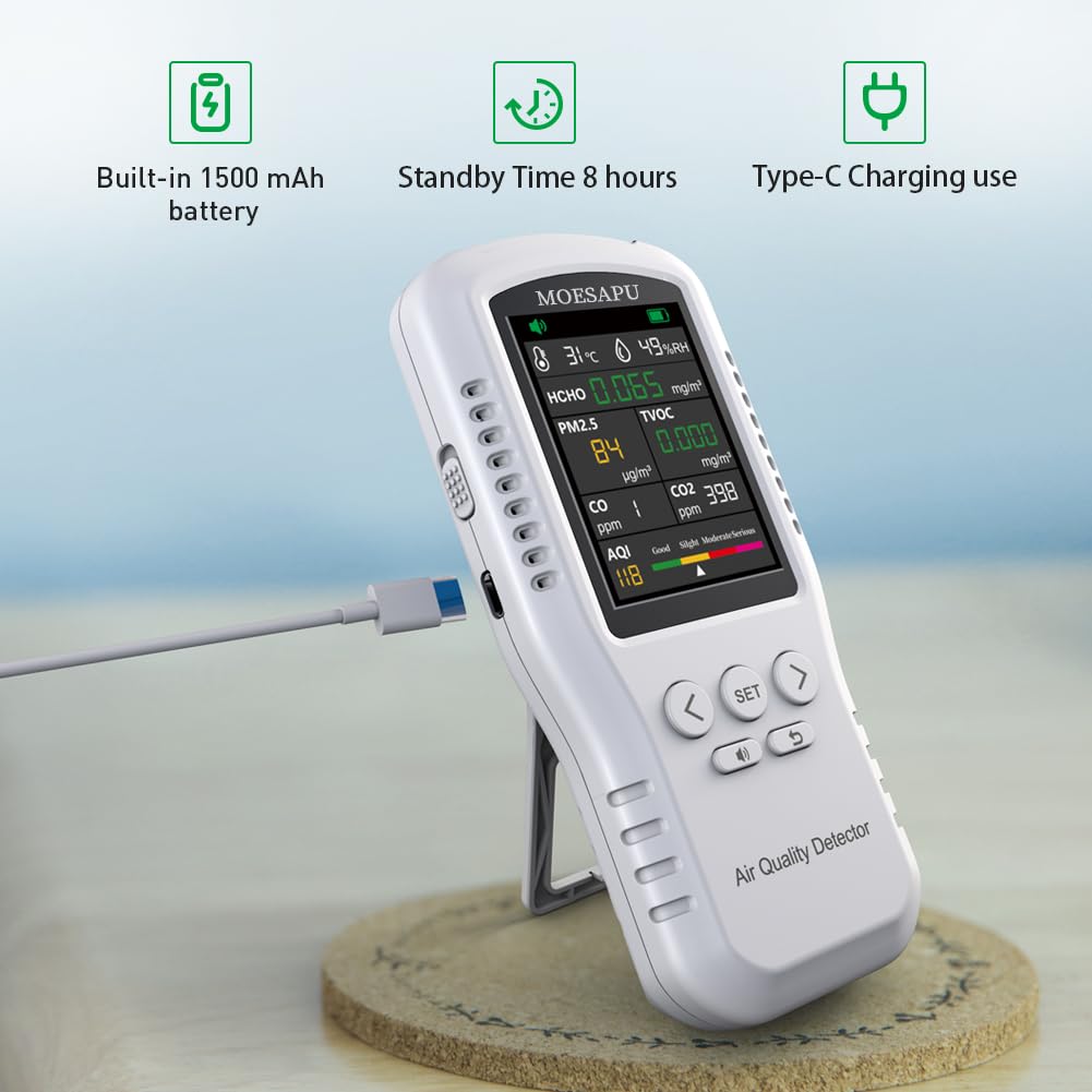 Mua 8-in-1 Indoor Air Quality Monitor, Formaldehyde Detector, Temperature & Humidity Meter ...