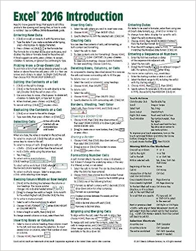 Free Download Microsoft Excel 2016 Introduction Quick Reference Guide ...