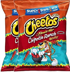 Amazon.com: Cheetos Flamin' Hot Chipotle Ranch Crunchy Cheese Flavored ...