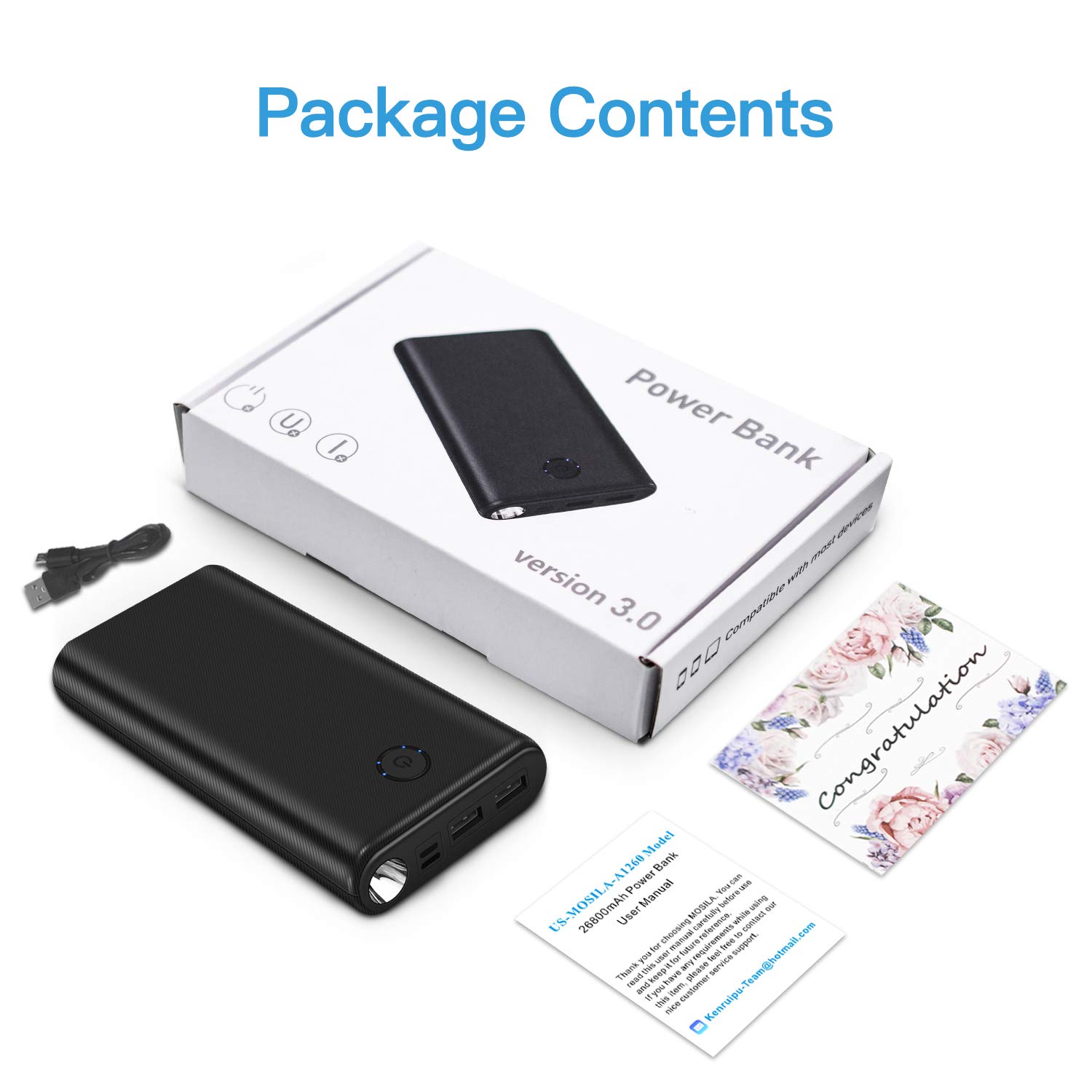 MOSILA Portable Charger Power Bank 26800mAh Phone Charger Huge Capacity ...