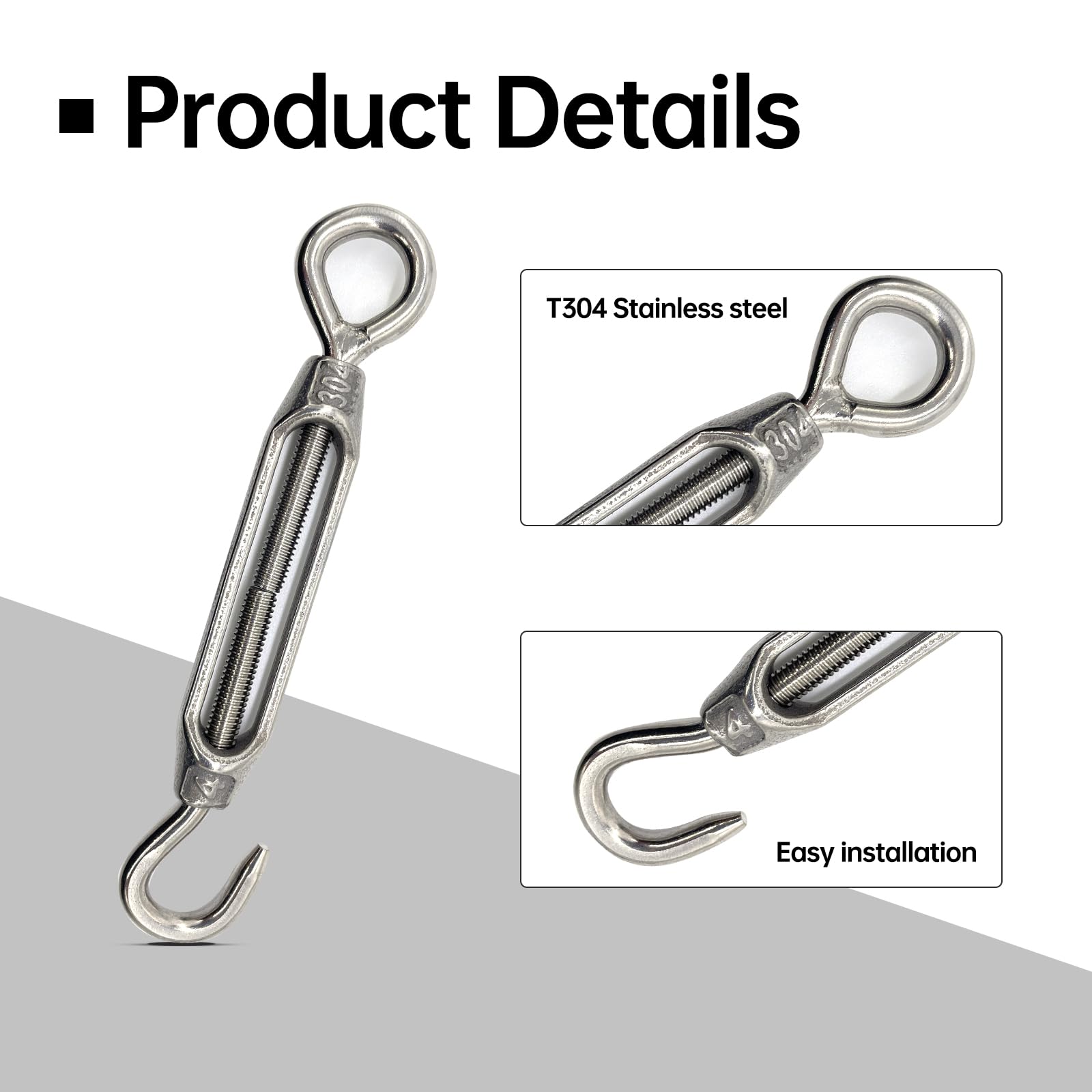 Mua Guanlotion 20-Pack M4 Hook & Eye Turnbuckle 304 Stainless Steel ...