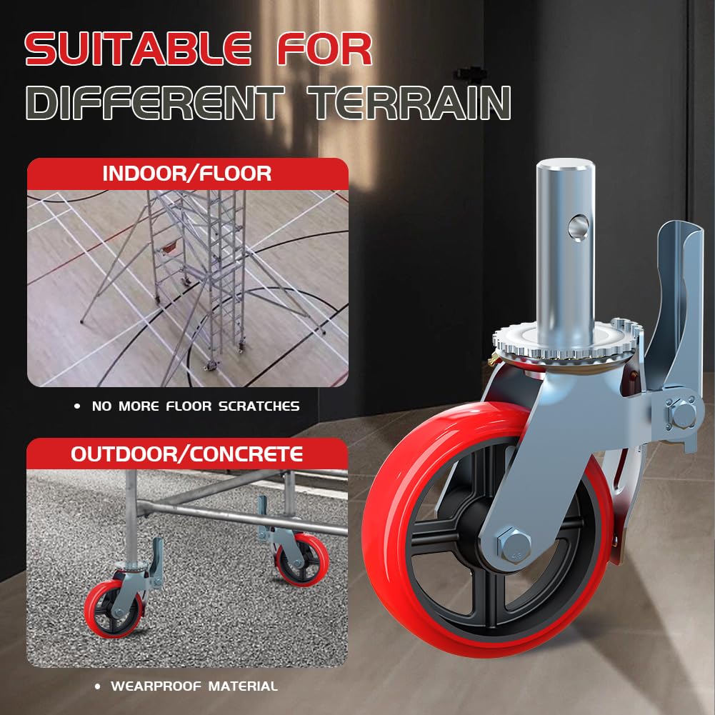 USCaster 6inch Scaffolding Wheels-Heavy Duty Locking Casters 1100LBS ...