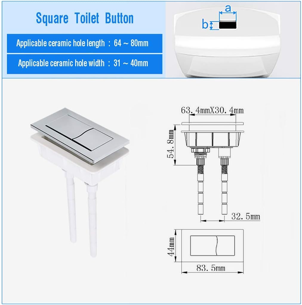 Space Standard Toilet Button Chrome Silver Dual Flush Toilet Water Tank ...