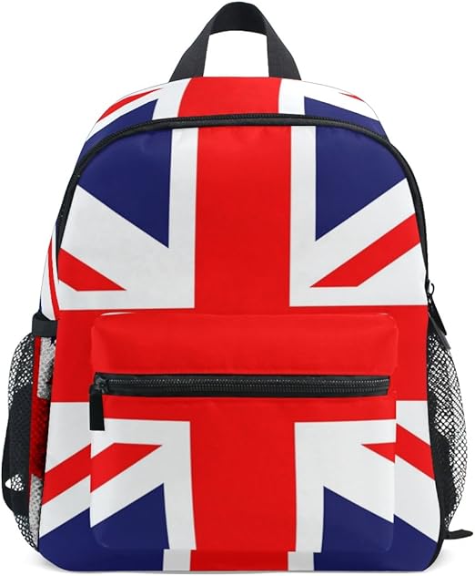 Kids Backpack, UK Flag Printed Personalised Lightweight Preschool Bag ...