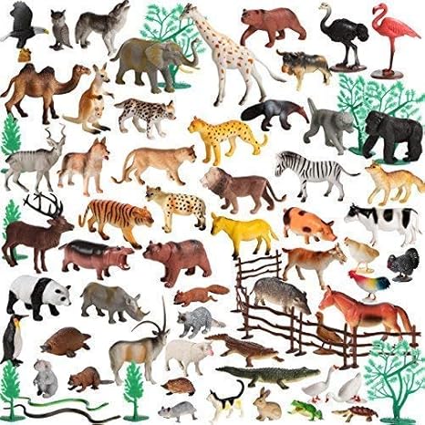 Buy PLAY DESIGN Animals Figure, 80 Piece Mini Safari Jungle Animals and ...