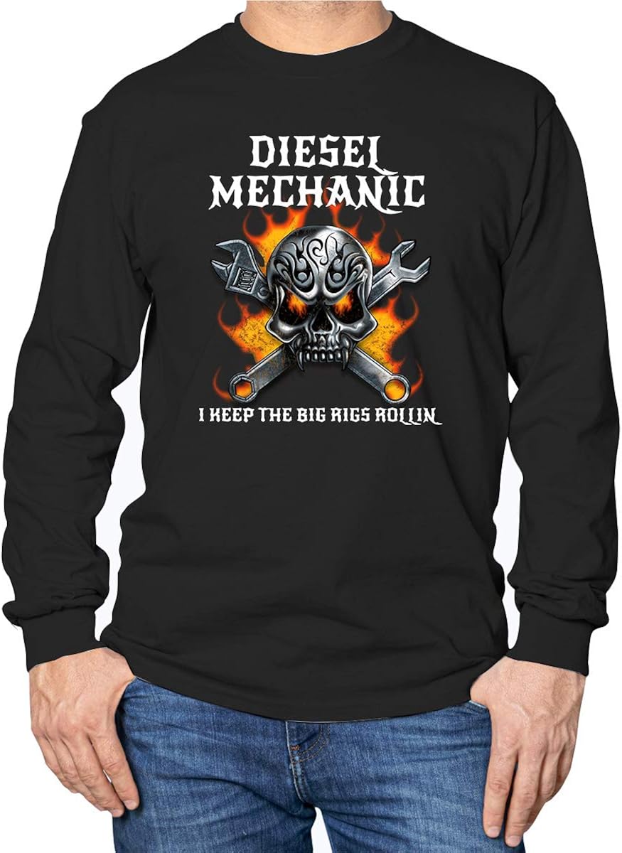 Skull Diesel Mechanic T Shirt I Keep The Big Rigs Rollin T-Shirt for ...