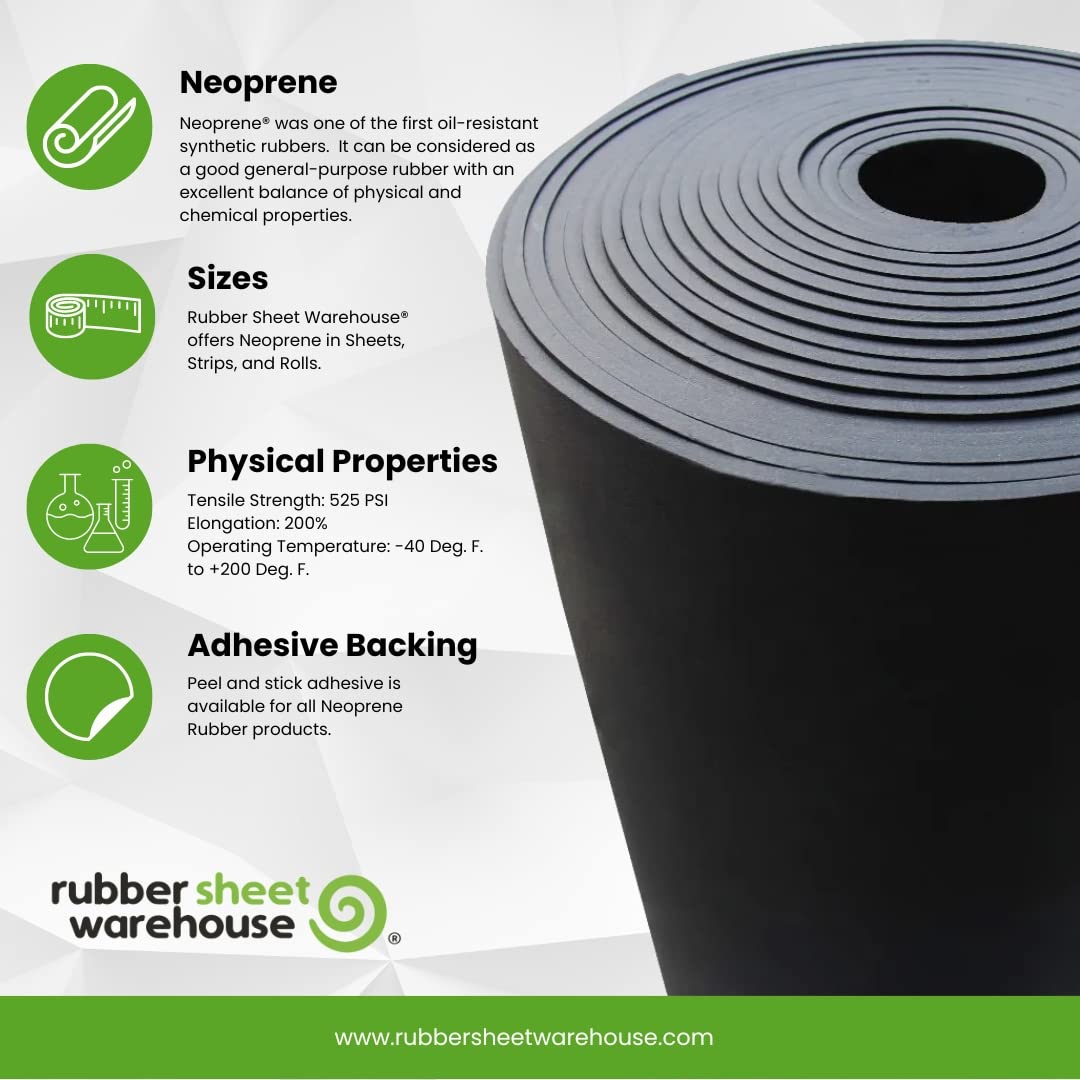 Mua Neoprene Rubber Sheet, Rolls, Strips 1/4" (.250") Thick x 8" Wide x ...
