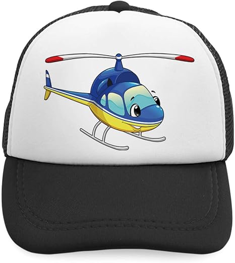 Amazon.com: Summer Kids Trucker Hat Helicopter with Face Blue Polyester ...