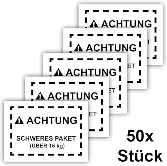 50x Schweres Paket Aufkleber, Groß 15x10cm, Kennzeichnung schwerer ...