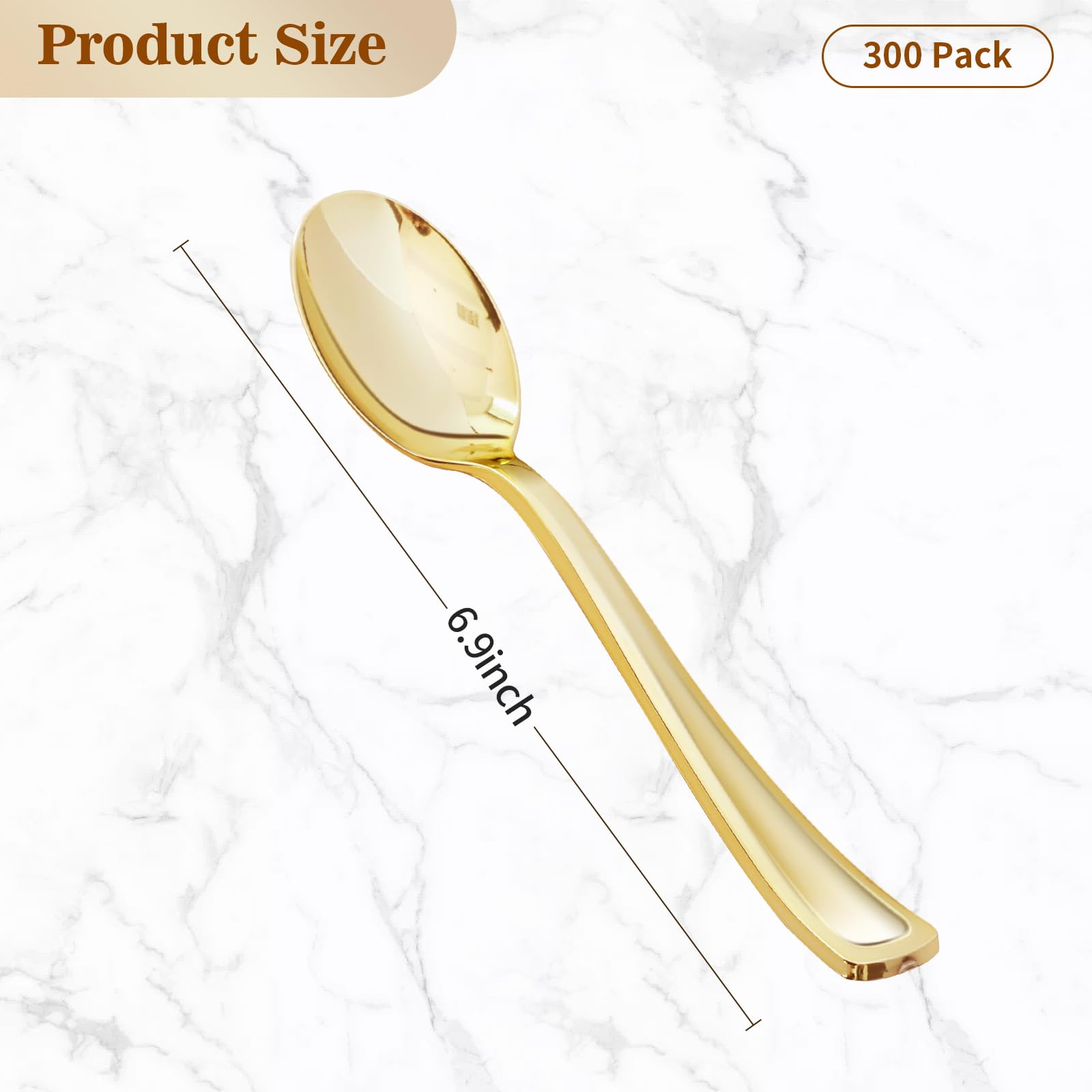 Mua 300 Pack 6.9 Inch Gold Plastic Spoons, Heavy Duty Plastic ...