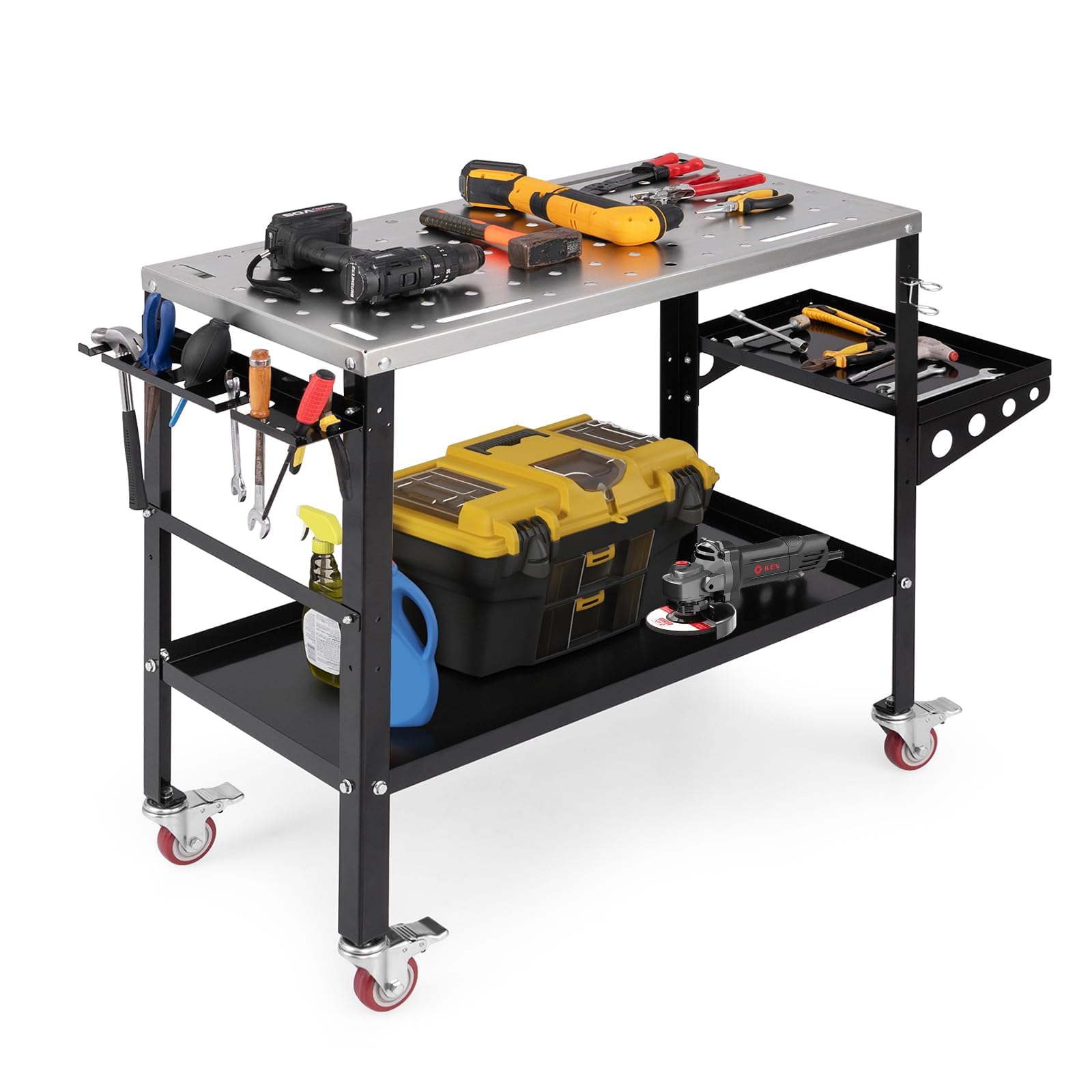 ERGOMASTER Rolling Welding Table, 36'' x 18'' Welding Table Top ...