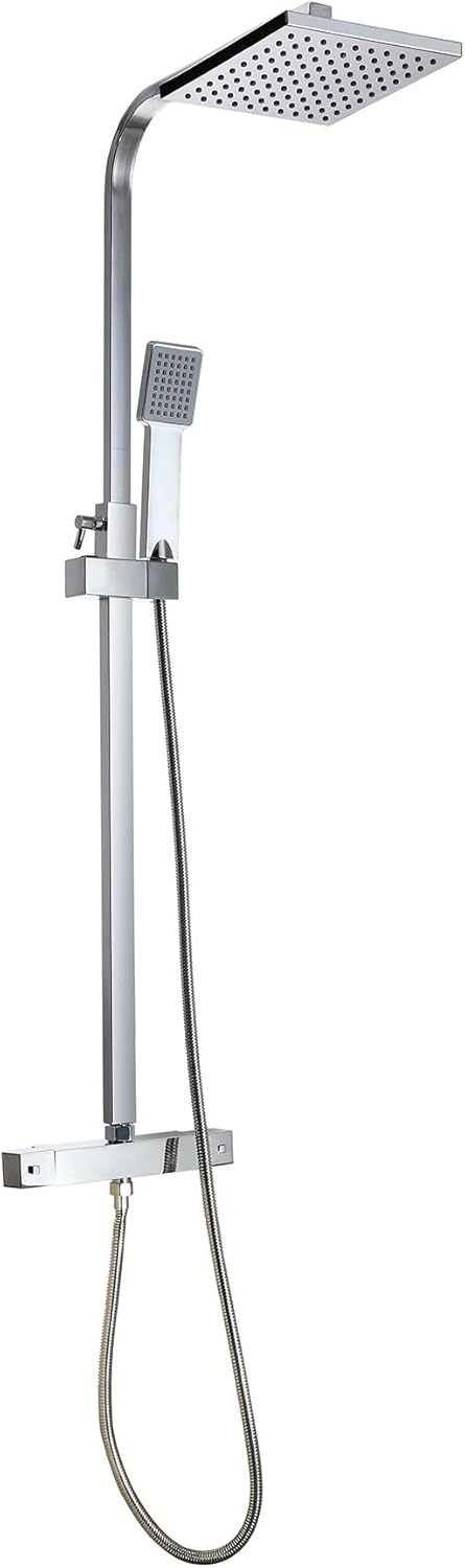 CO-Z Thermostatic Shower Mixer 20cm 8 Inch Modern Chrome Square Mixer ...