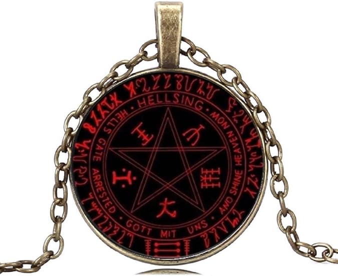Amazon.com: Gemingo Red Wiccan Pentagram Hellsing Necklace Alucard ...