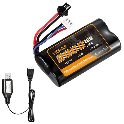 VICMILE 7.4V Li-ion Battery 2000mAh 2S Battery with SM 2P Plug High ...