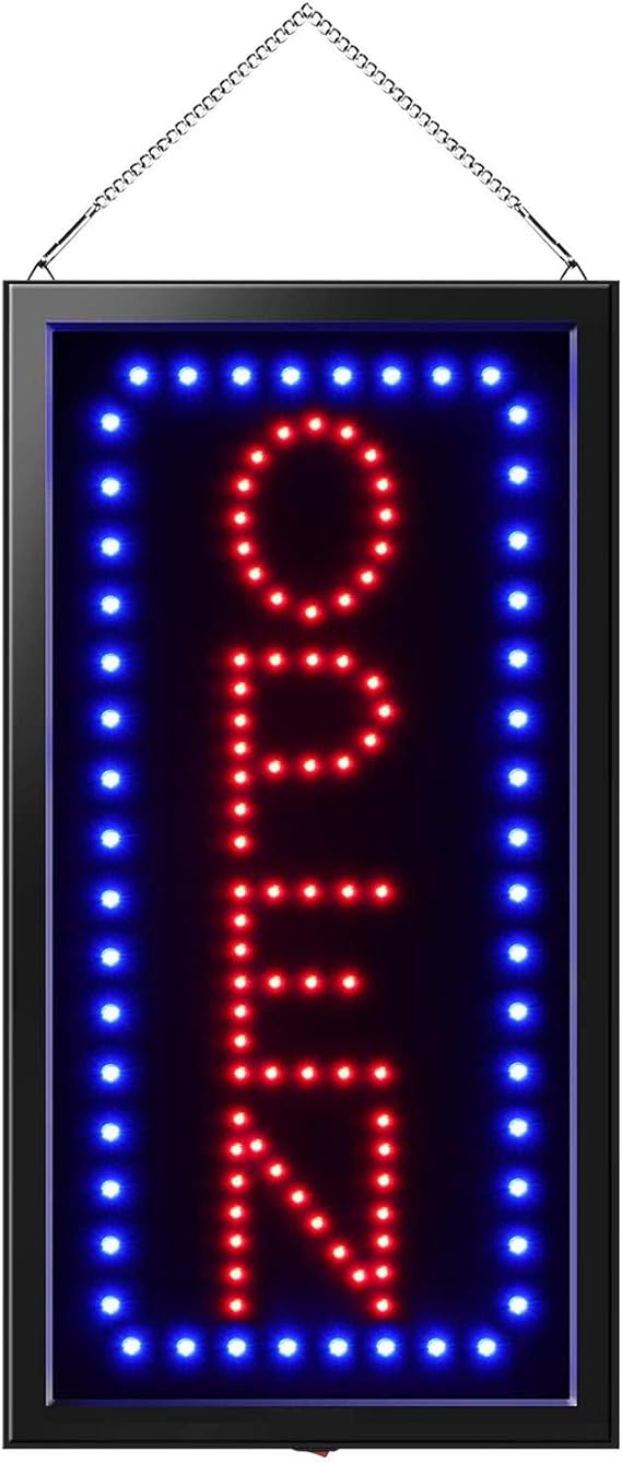 SOVIYAS LED Vertical Open Sign 19x10 inch (48x25cm) LED Business Open ...