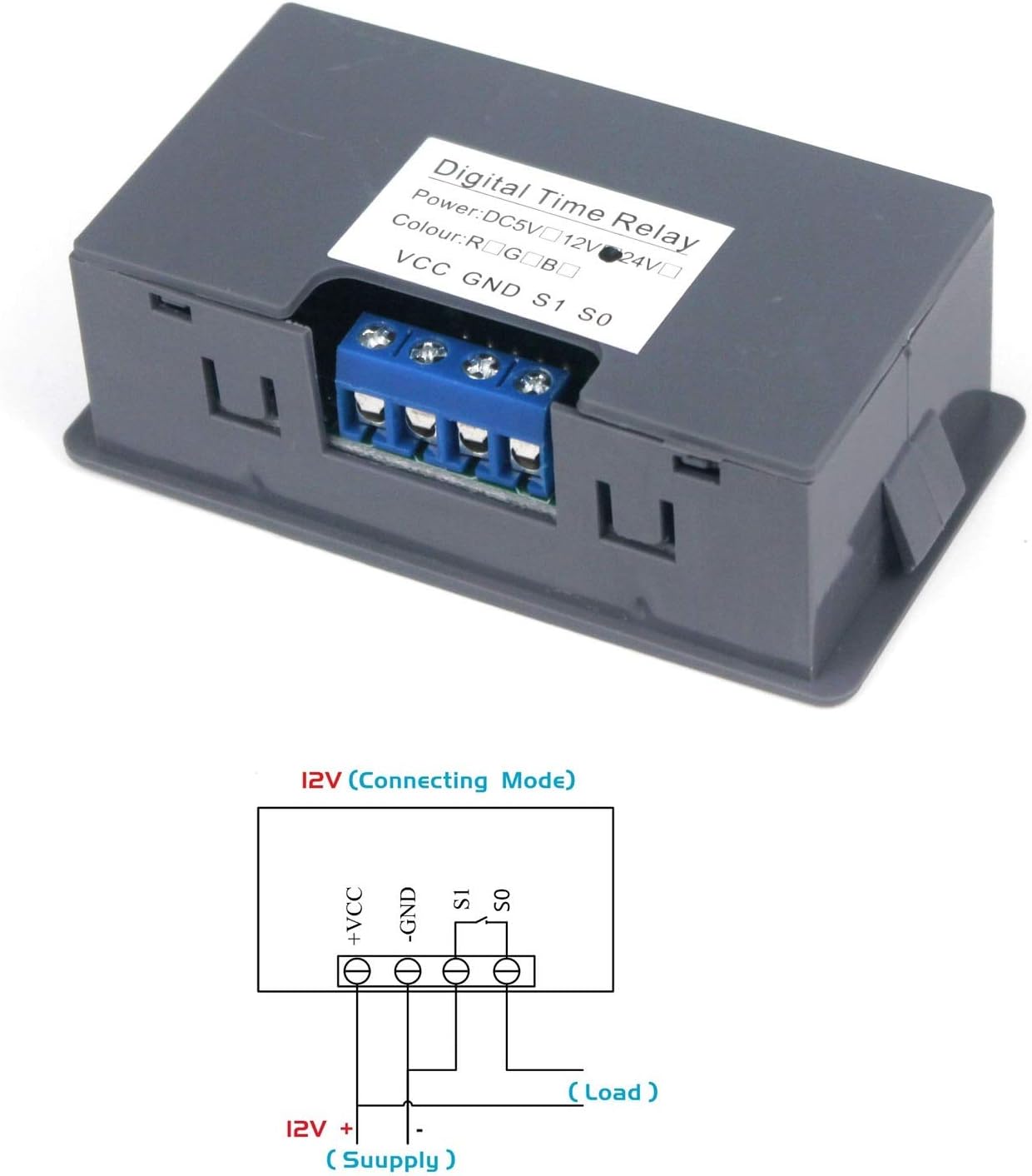 Taikuwu 12V Timing Delay Relay Module Cycle Timer Digital LED Dual ...