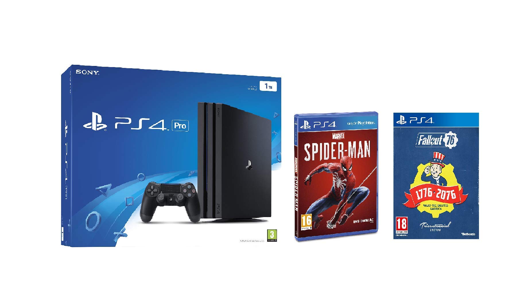 Buy Sony PlayStation 4 Pro Console - Black - 1TB + Spider-Man + Fallout ...