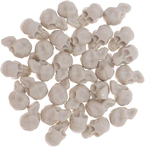 PRETYZOOM 50pcs Mini Plastic Skull Heads Decorations Realistic Skeleton ...
