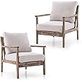 Amazon.com: GOFLAME Mid-Century Modern Accent Chair Set of 2, Upholstered Armchair with Solid ...