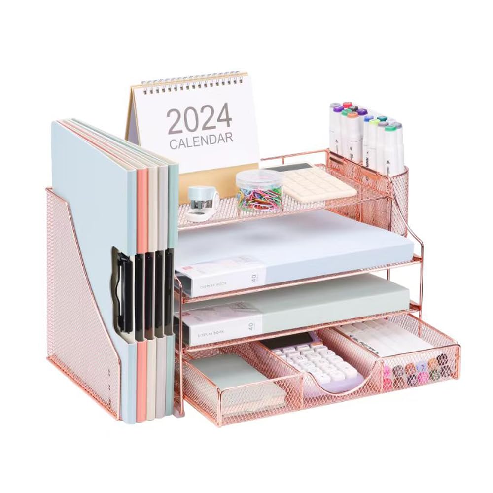 NCXTKJ Desk Organizers and Accessories, 4-Tier Paper Tray Organizer ...