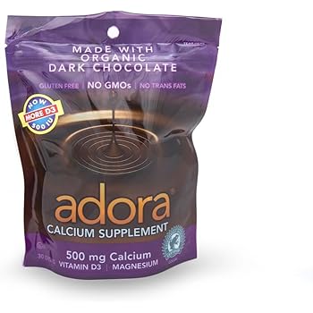 Amazon.com : Adora Gluten Free Dark Chocolate 500mg Calcium Supplement ...
