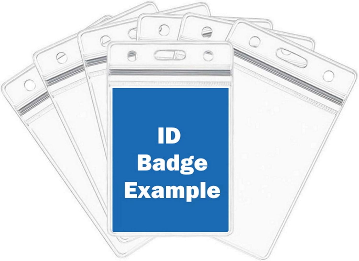 Vertical Name Tag Badge ID Card Holder – Heavy Duty Clear Plastic Cover ...