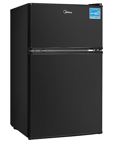Midea WHD-113FB1 Double Door Mini Fridge with Freezer for Bedroom ...