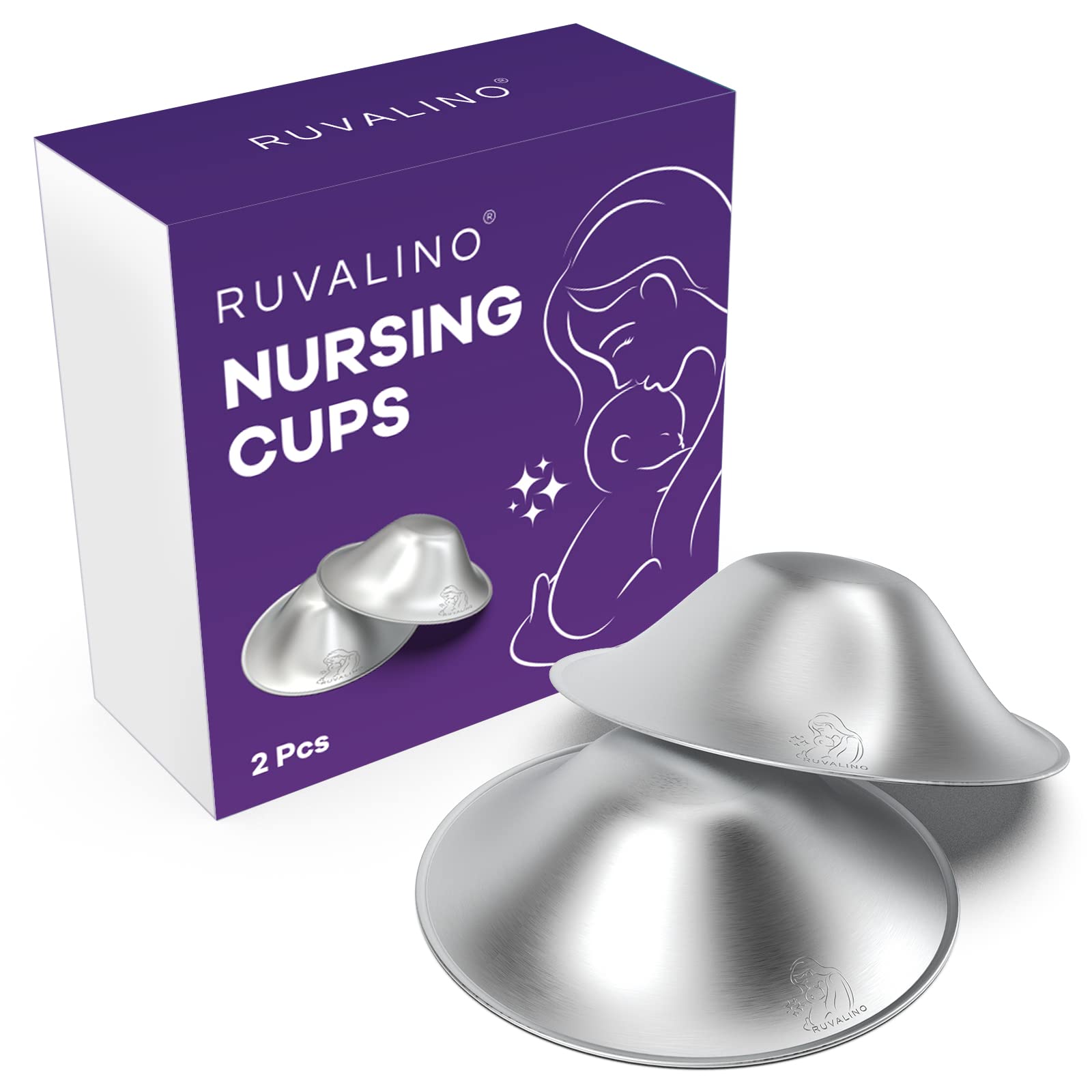 RUVALINO Original Silver Nursing Cups, Breastfeeding Essentials Nipple ...
